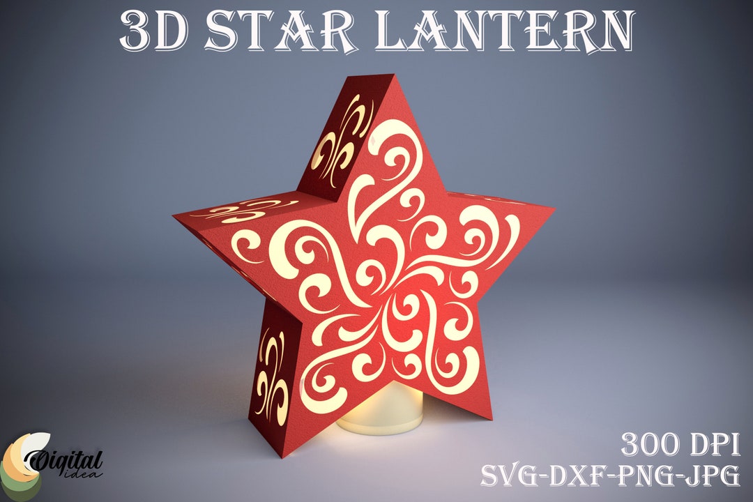 Star Nightlamp, 3D Star Lantern, Papercut Lantern Template, Star Shaped ...