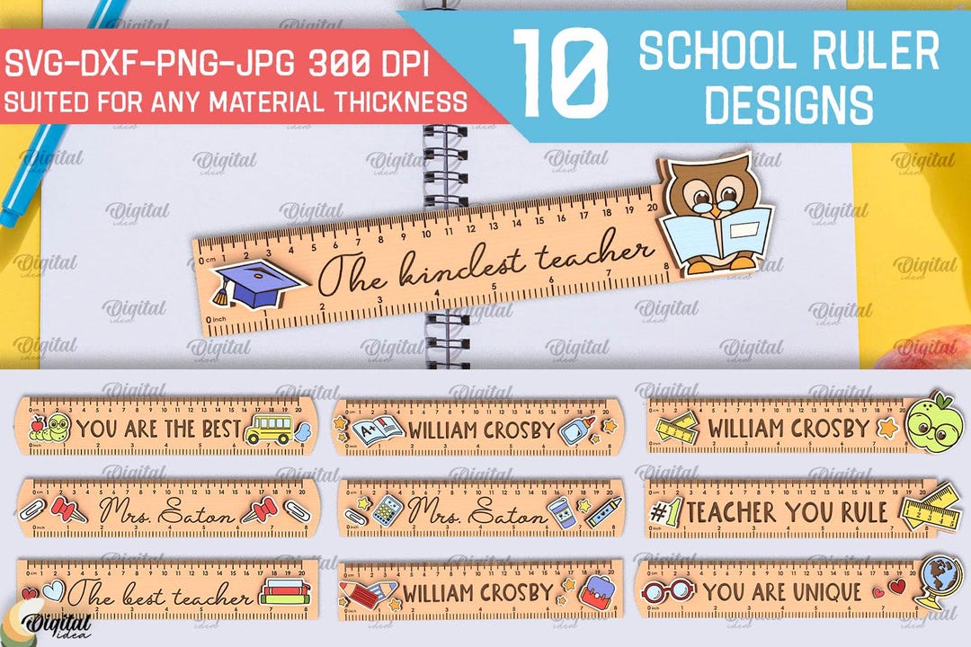 School Rulers Bundle, Wooden Childrens Ruler Laser Cut, School Ruler ...