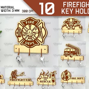 3D Firefighter House Key Holder Laser Cut Bundle, Hanging House ...