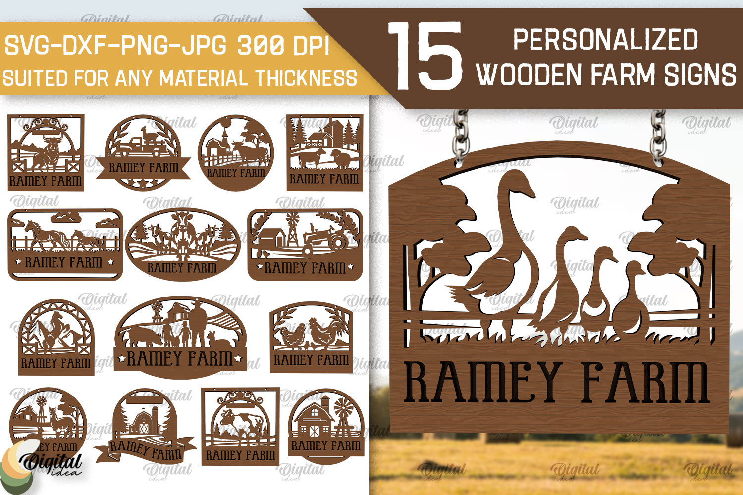 Personalized Wooden Farm Signs Bundle, Farm House Hanger Laser Cut ...