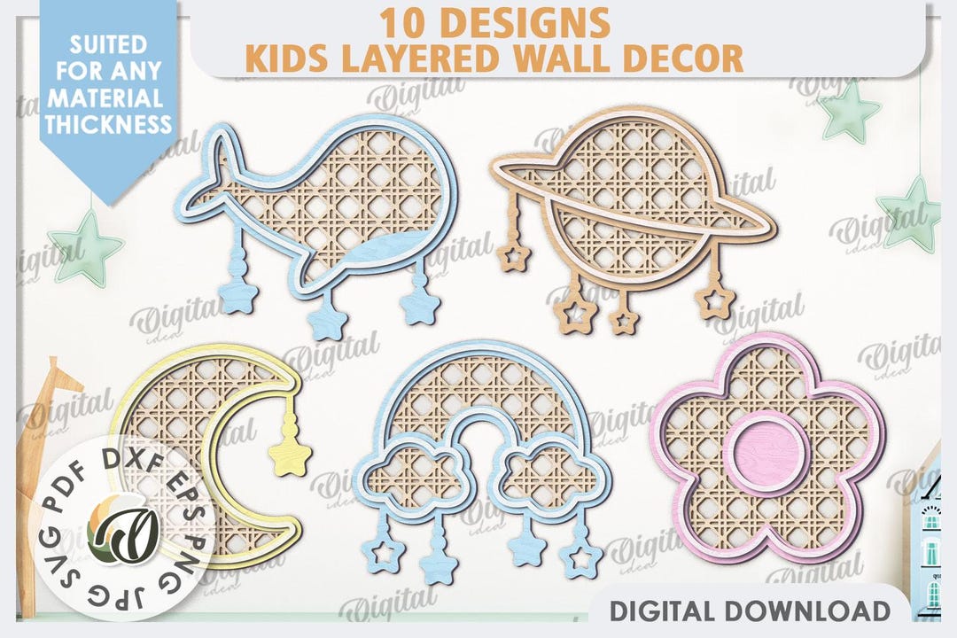 3D Baby Layered Signs Bundle, Nursery Boho Wall Hanger Laser Cut ...