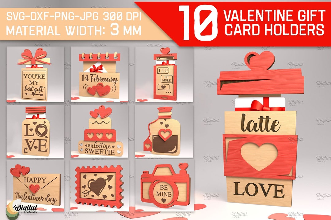 Valentine's Day Gift Card Holders Bundle, Gift Card Holder Lasercut ...
