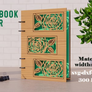 Notebook Covers Bundle SVG, 3D Notebook Binder, 4 Ring Binder Lasercut ...