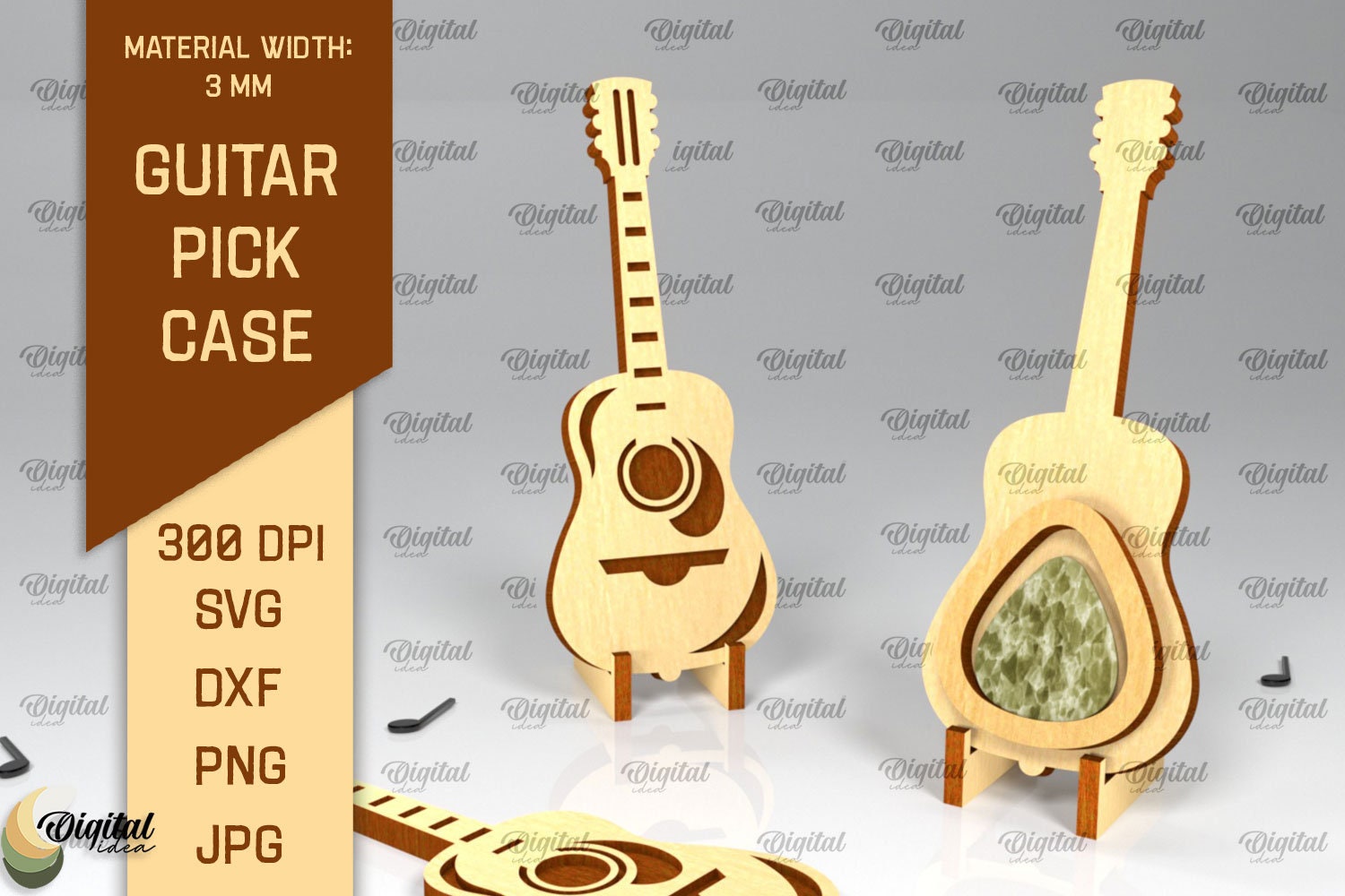 3D Guitar Pick Boxes Laser Cut Bundle, Pick Holder Lasercut, Guitar ...