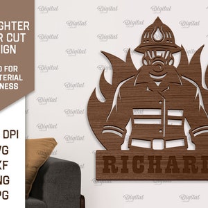 Firefighter Signs Bundle, Custom Name Sign Laser Cut, Fire Fighter ...