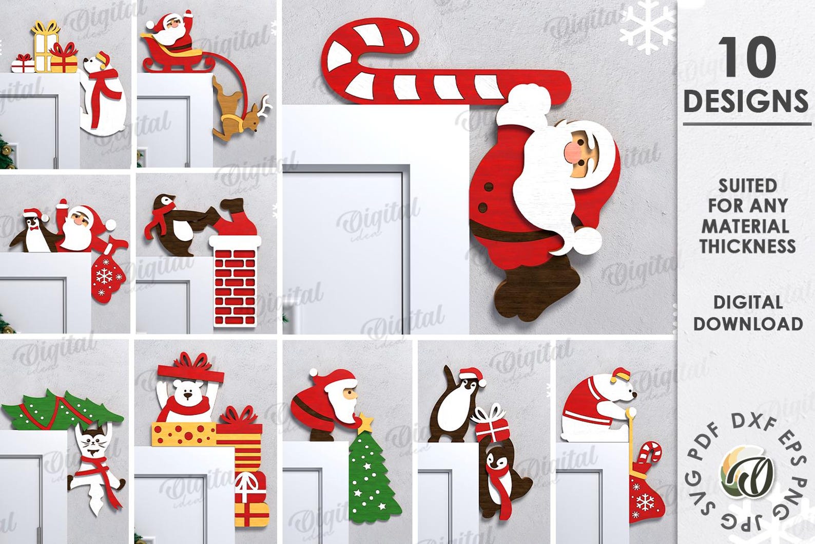 3D Christmas Door Corners Bundle, Xmas Trim Corner Laser Cut, Wooden ...
