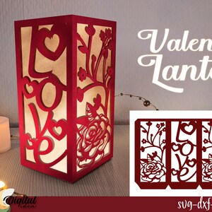 Valentine's Day Papercut Lantern Bundle, Valentines Lantern Template ...