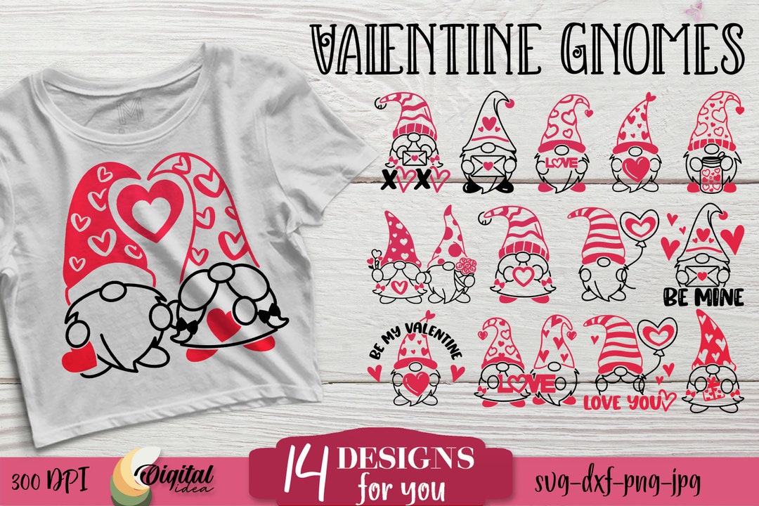 Valentine's Day Gnomes SVG Bundle, Valentine Gnome SVG, Cute Gnomes ...