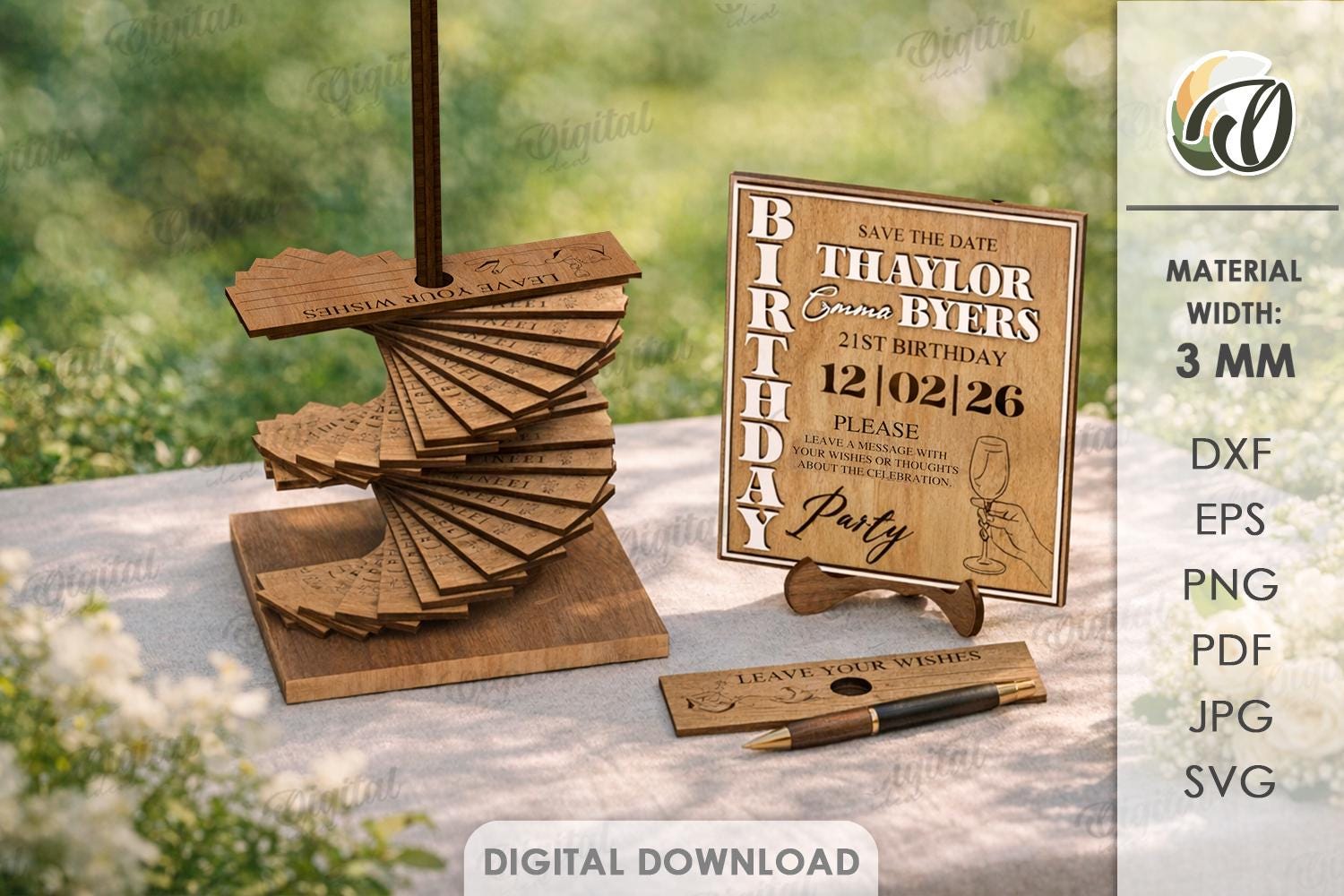 3D Guest Book Alternatives Bundle, Sign With Stand Laser Cut Files ...
