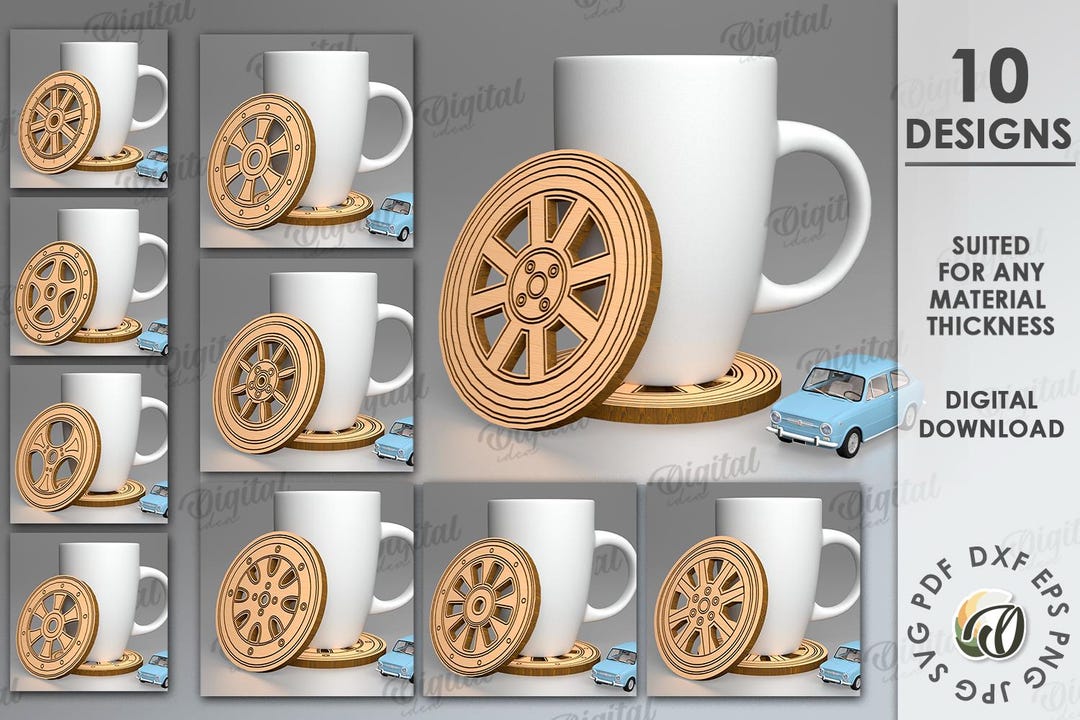 Wooden Car Wheel Coasters Bundle, Laser Cut Files, Car Wheel Rim ...