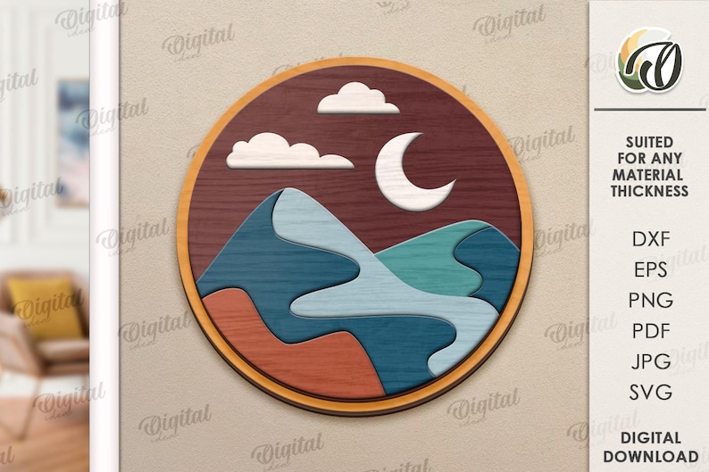 3D bundel boho-muurdecors, natuur scène muur teken lasergesneden ...