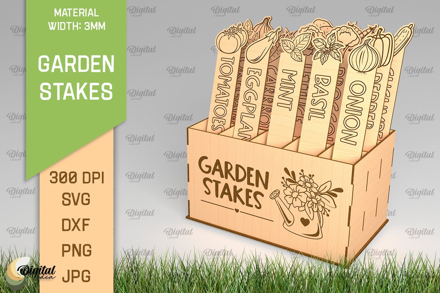 3D Garden Stakes Bundle, 3D Laser Cut, Vegetable Stakes Holder SVG ...