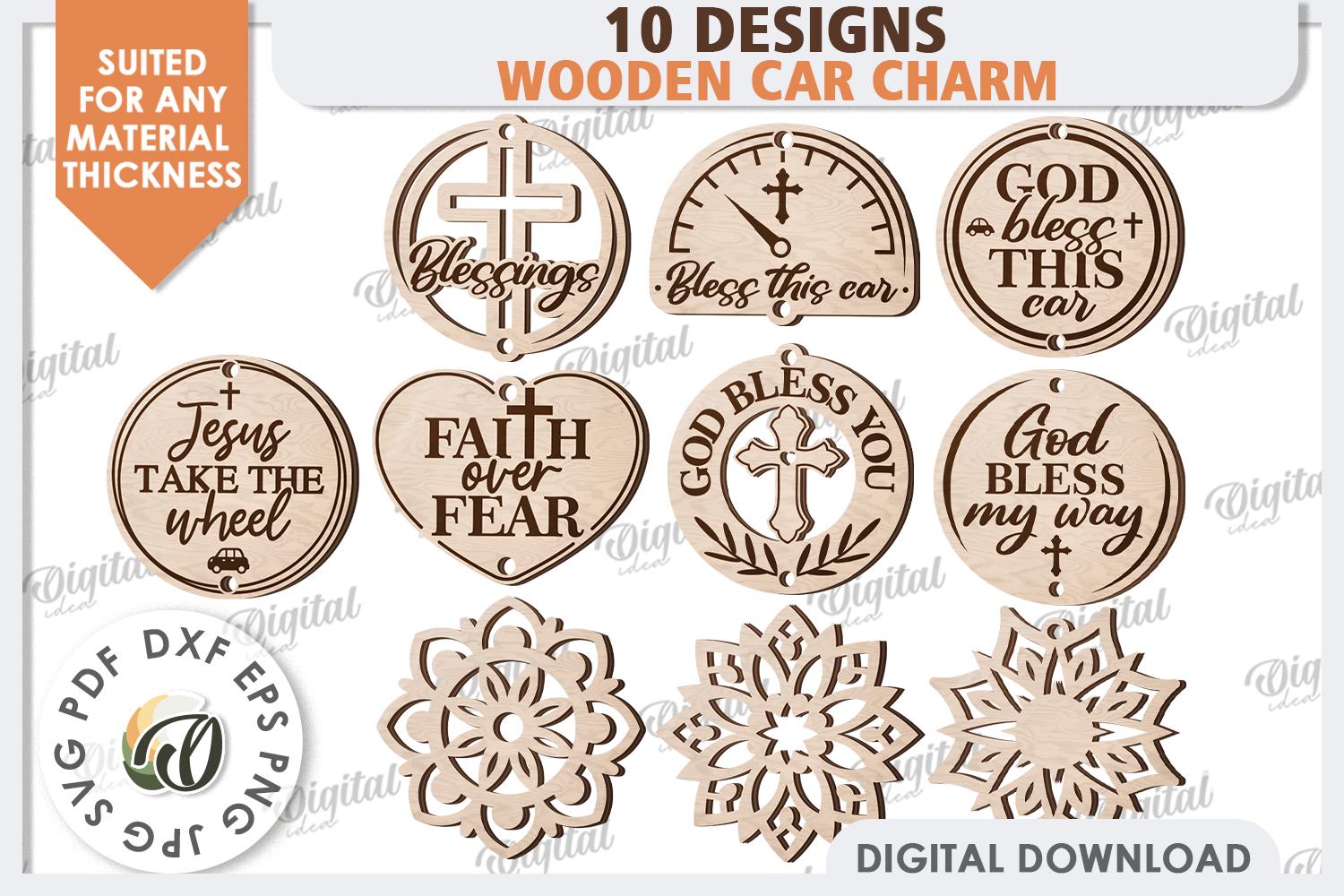 Wooden Car Charms Bundle, Religious Car Decor Laser Cut, Bible Quotes ...
