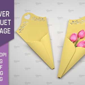 Flower Bouquet Package Bundle, Bouquet Packaging Paper Cut, 3D Paper ...