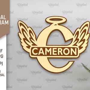 Memorial Monogram Alphabet Bundle, 3D Laser Cut, Angel Wings Monogram ...