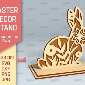Easter Stands Bundle, 3D Boho Decorlaser Cut, Floral Easter Ornament, Easter Bunny SVG, Free ...