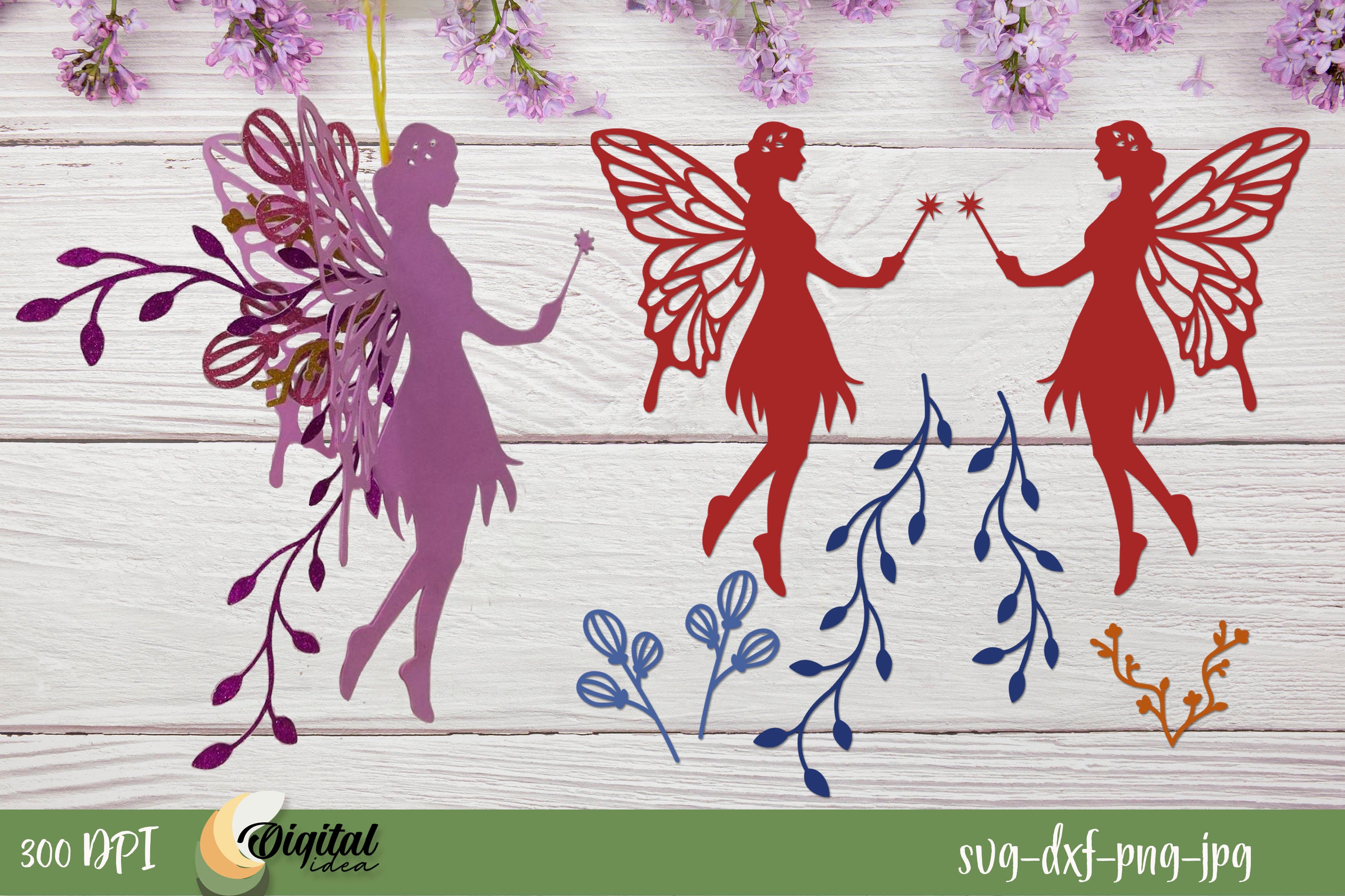 Fairies Bundle Svg, 3D Fairies Paper Cut Template, 3D Wings, 3D Fairy ...