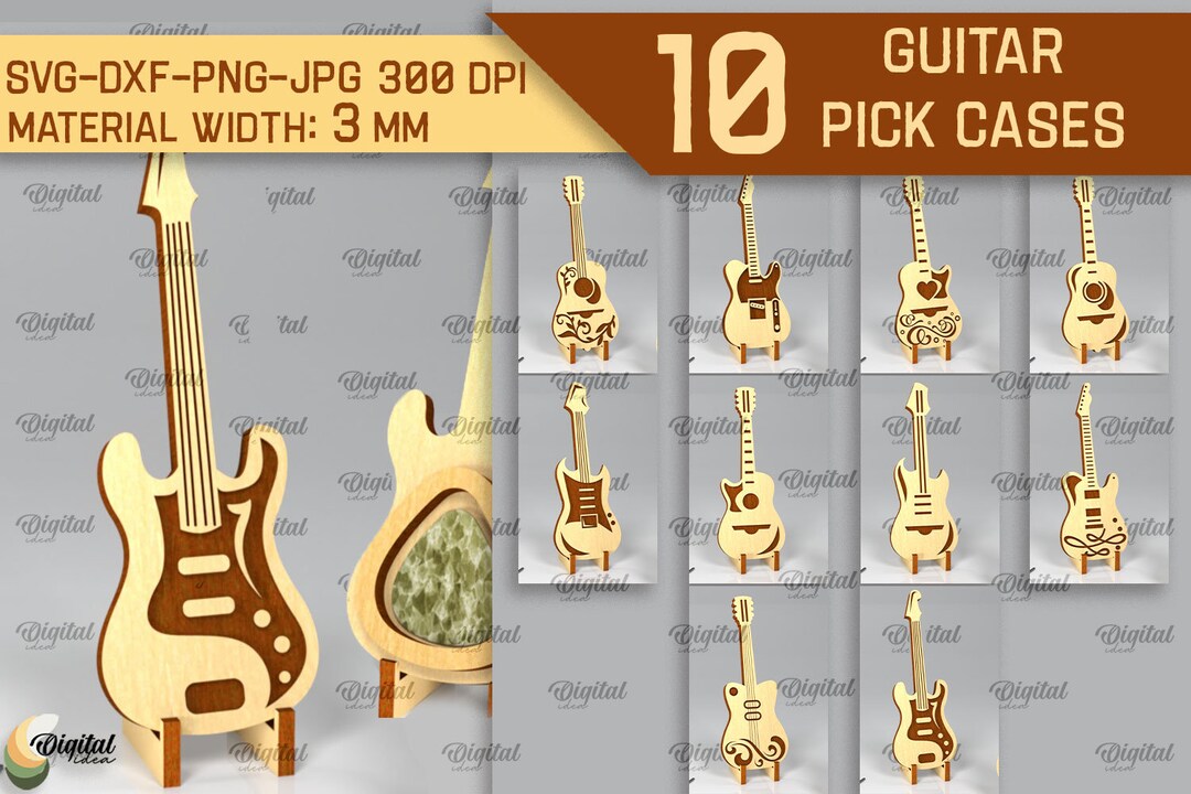 3D Guitar Pick Boxes Laser Cut Bundle, Pick Holder Lasercut, Guitar ...