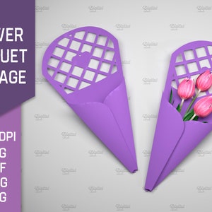 Flower Bouquet Package Bundle, Bouquet Packaging Paper Cut, 3D Paper ...