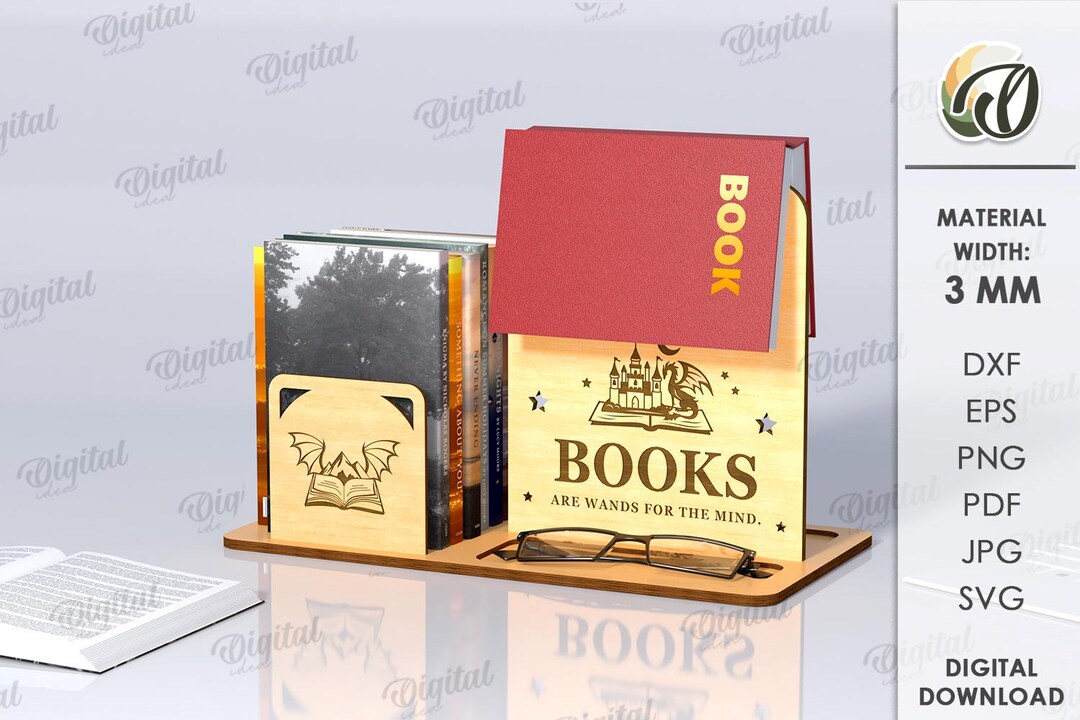 3D Book Stand, Book Rest Laser Cut, Glasses Holder, Reading Quotes Svg ...