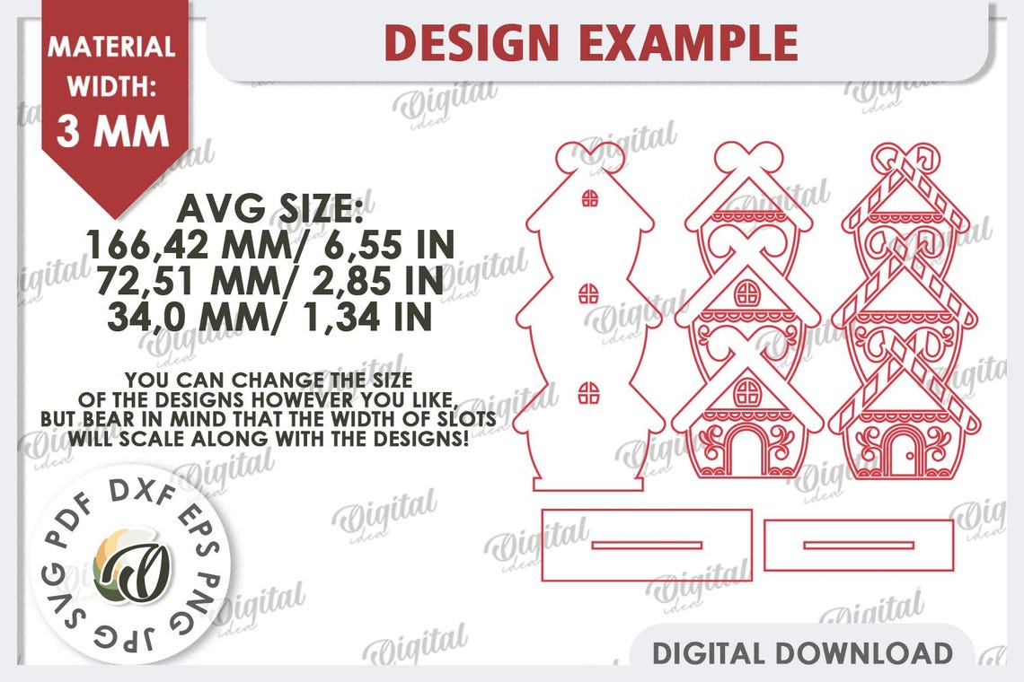 3D Gingerbread Stands Bundle, Xmas Gingerbread House Laser Cut, Stacked ...
