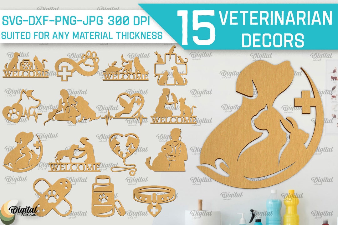 Veterinarian Signs Bundle, Welcome Sign Laser Cut, Vet Paper Cut, Home ...