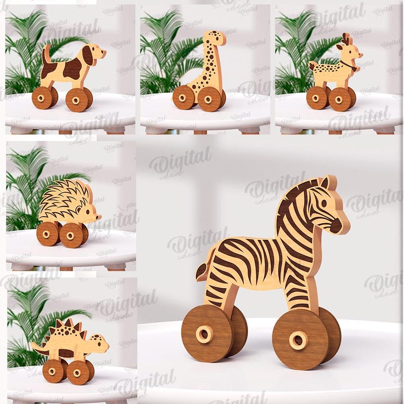 Wood Push Toy Animal - Etsy
