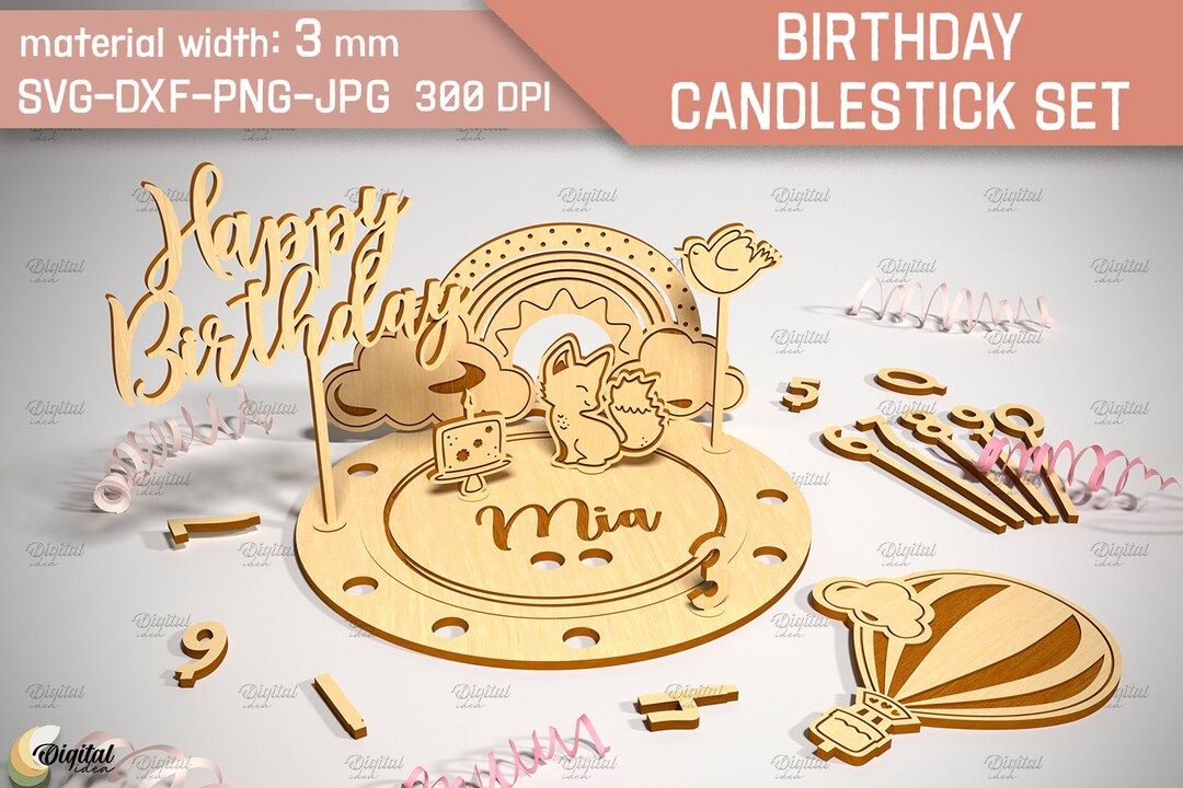 3D Birthday Candle Holder Bundle, Bday Plate With Numbers, Birthday Add ...
