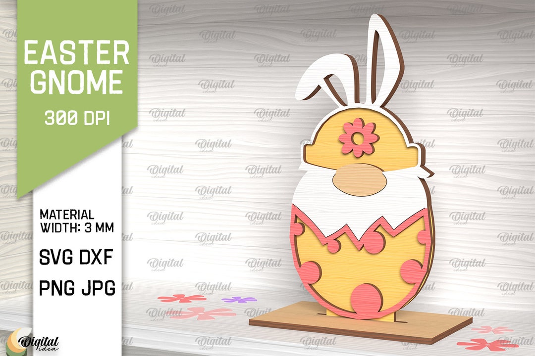 3D Easter Bunny Gnome, 3D Gnome Svg Laser Cut, Spring Gnome, Easter Egg ...