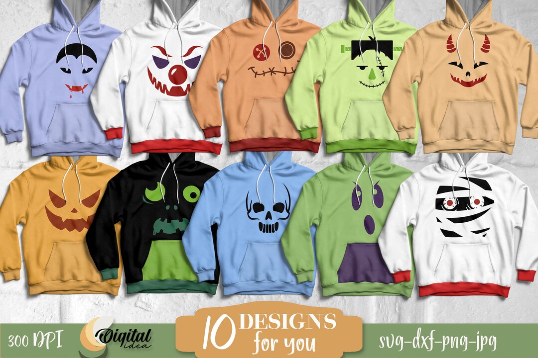 Halloween Face Bundle Svg, Halloween Face for Sweatshirt, Halloween ...