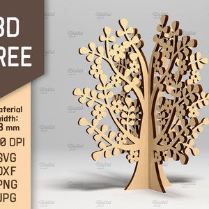 3D Trees Laser Cut Bundle, Freestanding Trees, Tree With Hearts Svg ...