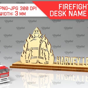 3D Firefighter Desk Name Plate Bundle, Personalized Name Plate Laser ...