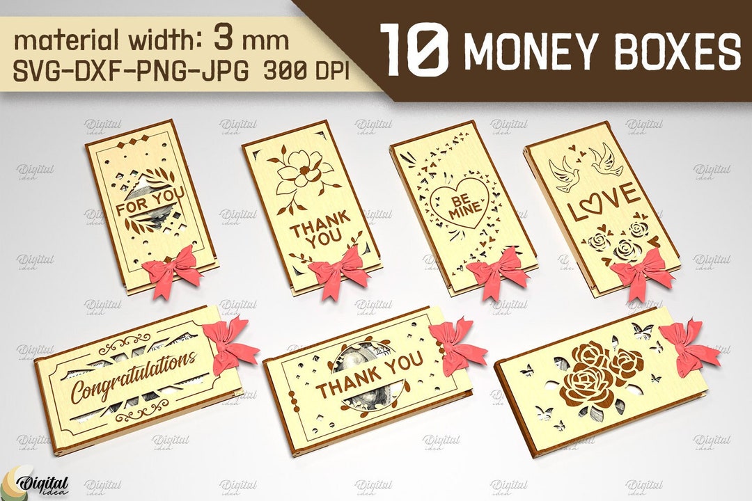 3D Money Box Bundle, Thank You Gift Box, Money Box Laser Cut, Birthday ...