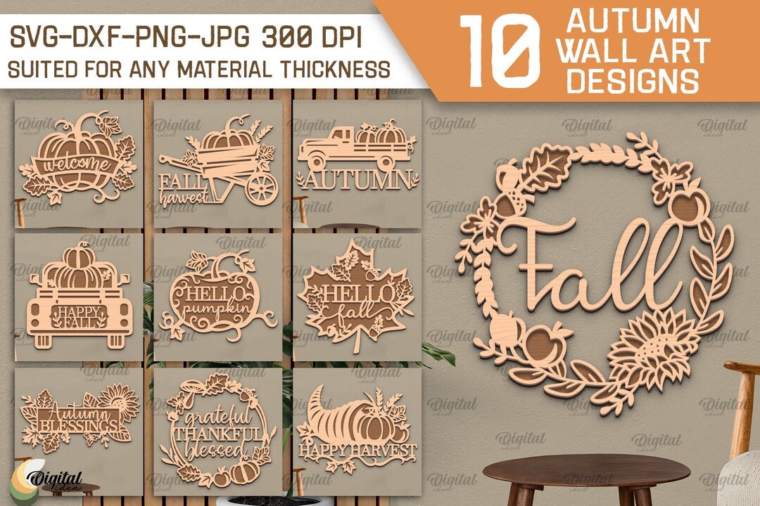 3D Autumn Wall Art Bundle, Fall Wall Signs Laser Cut, Autumn Quotes and ...