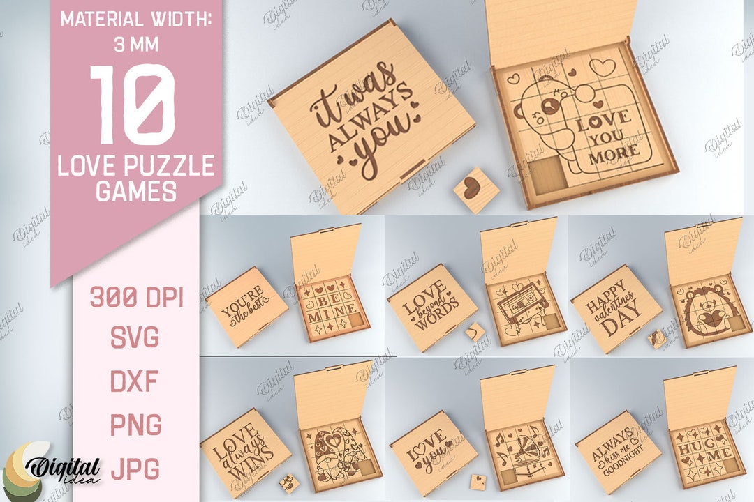 3D Love Puzzles Bundle, Puzzle Board Game Laser Cut, Valentine Puzzle ...