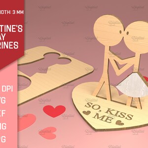 Valentine's Day Figurines Laser Cut Bundle, 3D Puzzle Card ...