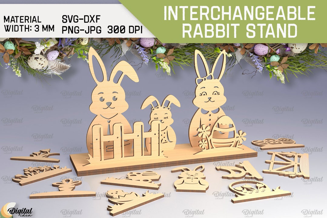 3D Interchangeable Rabbit Stand, Easter Stand Laser Cut, Family Home ...