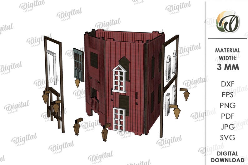 3D Saloon, Western Laser Cut, Wild West, Saloon Model Svg, Wooden Shelf ...