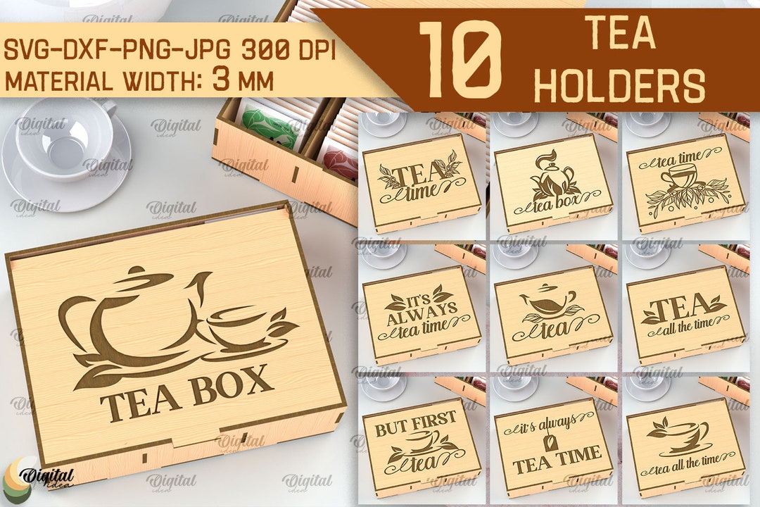 3D Tea Boxes Bundle, Tea Holder Laser Cut, Wooden Tea Box Lasercut, Tea ...