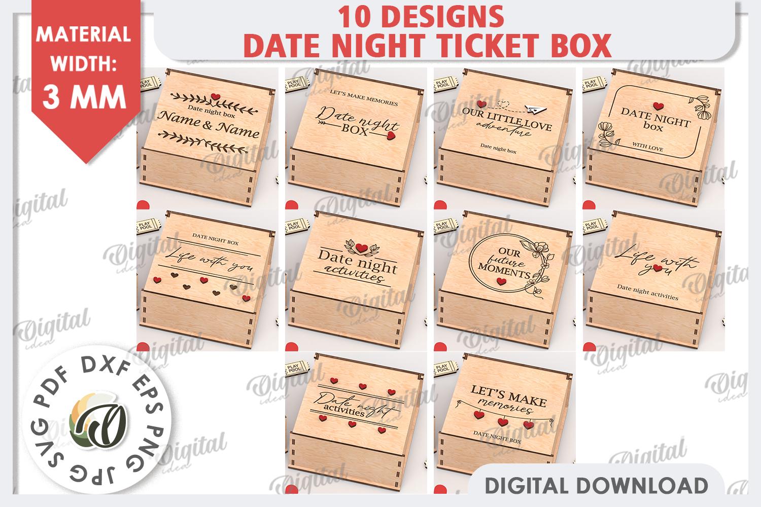 3D Date Night Ticket Boxes Bundle, Personalized Valentine's Day Date ...