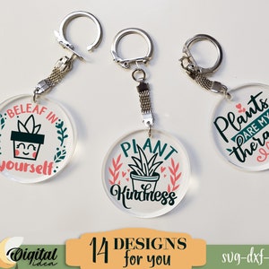 Funny Plant Svg Keychain Bundle, Round Keychain Succulents, Plant Lover ...