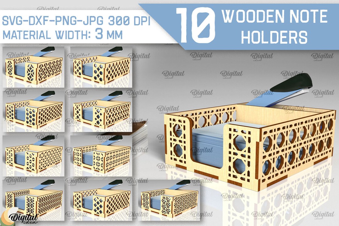 3D Decorative Note Holders Bundle, Wooden Note Holder Lasercut, Pencil ...