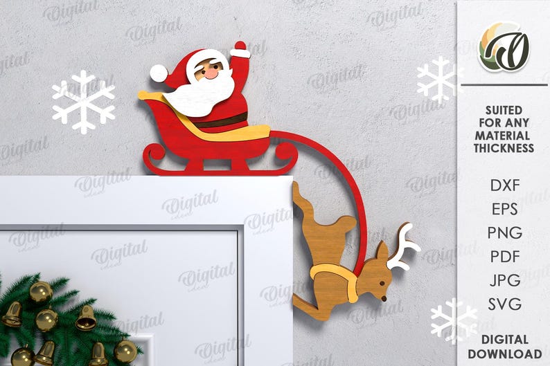 3D Christmas Door Corners Bundle, Xmas Trim Corner Laser Cut, Wooden ...