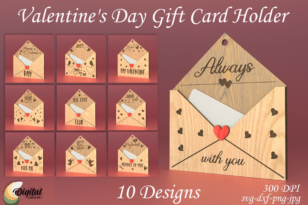 3D Valentine's Day Card Holders Bundle, Envelope Gift Card Holder, 3D ...
