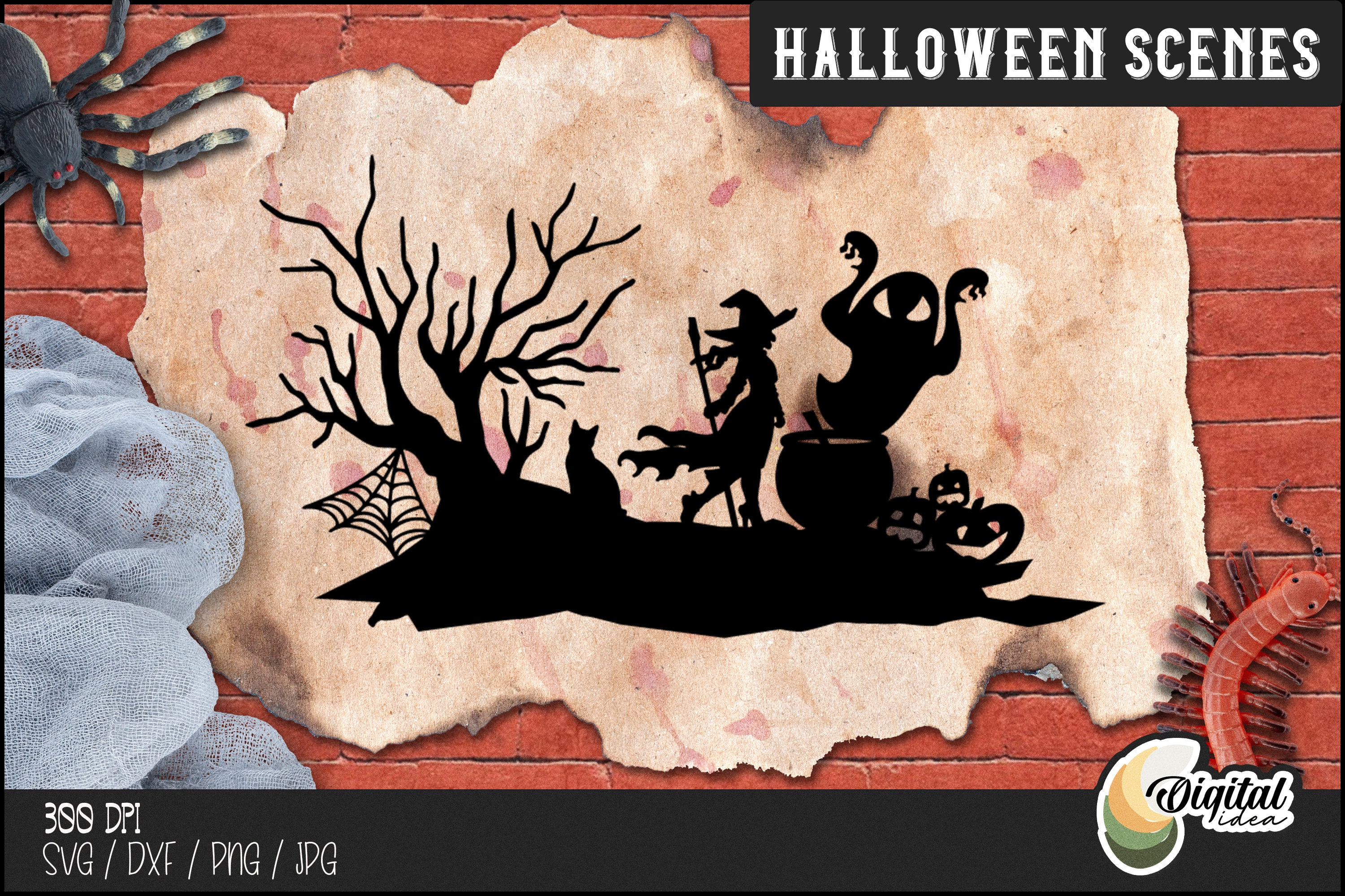 Halloween Scene SVG Bundle, Halloween Wall Art SVG, Halloween ...