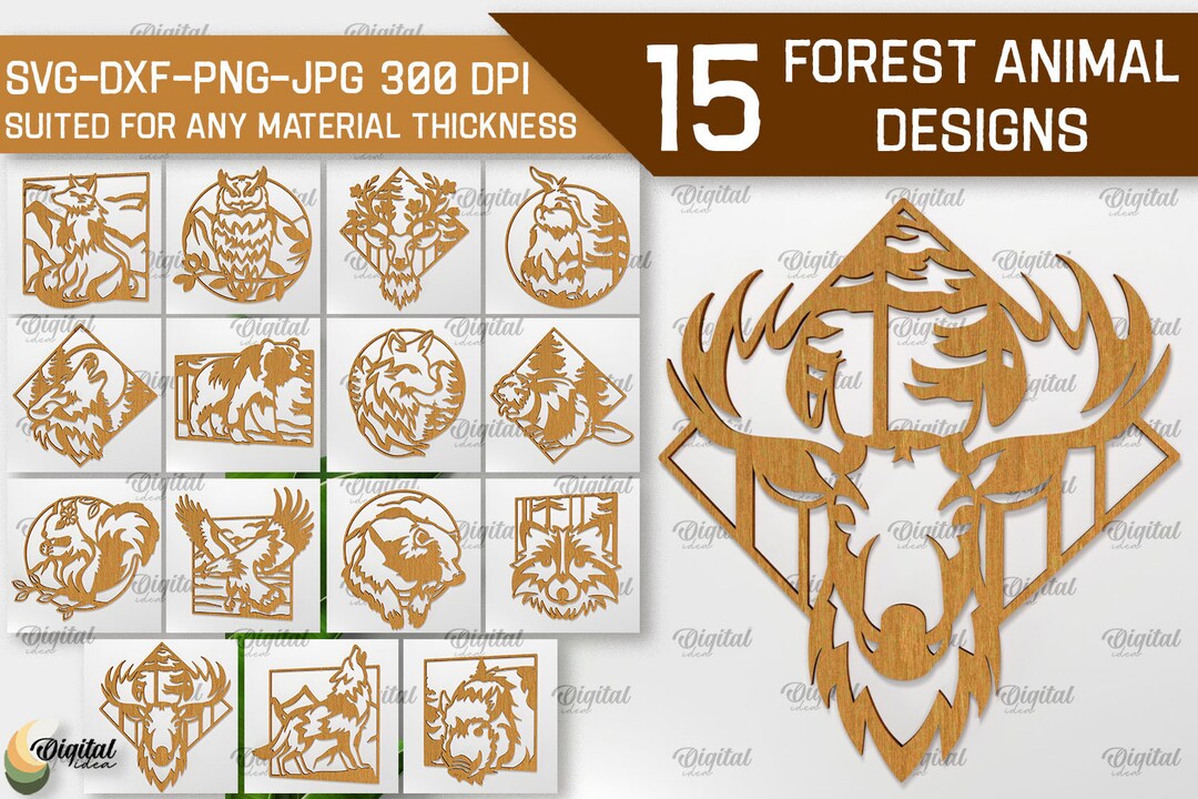 Forest Animals Signs Laser Cut Bundle, Wild Animals Wall Art, Animals ...