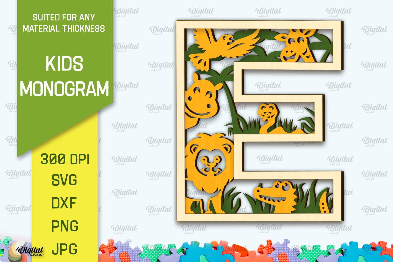 3D Kids Layered Alphabet Bundle, Children's Letters Laser Cut, Safari ...