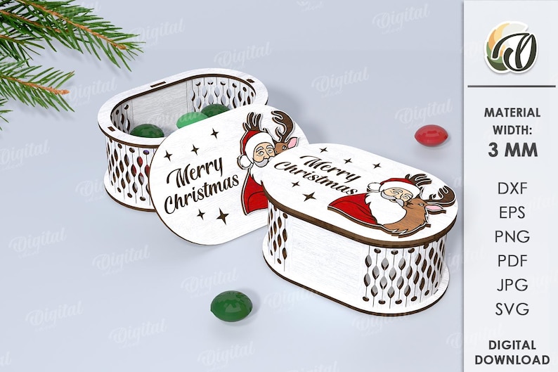 3D Christmas Candy Boxes Bundle, Gift Box Laser Cut Files, Wooden Candy ...