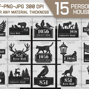 Personalized House Signs Bundle, Custom Address Sign Laser Cut, House ...