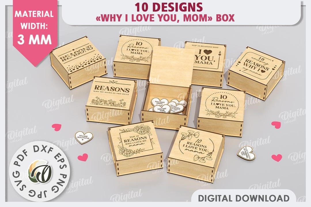 3D "why I Love You Mom" Boxes Bundle, Reasons Why I Love You Box and ...